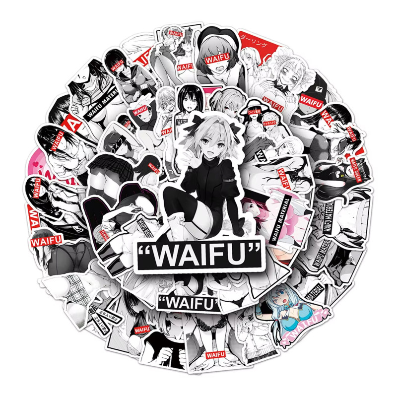 PACK 50 STICKERS VINILO WAIFUS